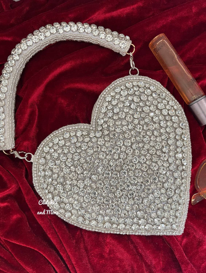 Silver Slice Of Heart| Clutches and More